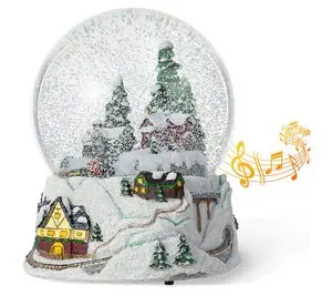GLITZHOME Christmas Lighted Musical Village Sno W Globe - One-color