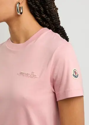 Moncler Logo Cotton T-shirt - Pink