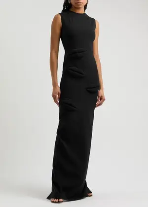 A.W.A.K.E. Mode Lips Appliqué Maxi Dress