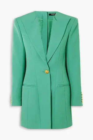 Balmain Balmain Button-Embellished Wool Mini Dress Mint