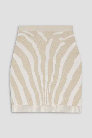 Balmain Metallic Jacquard-knit Mini Skirt - Animal Print