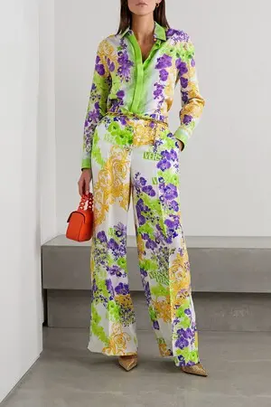 Versace Printed Straight-leg Satin Pants