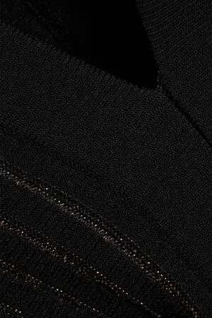 Balmain Metallic Ribbed-knit Mini Dress - Black