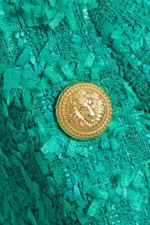 Balmain Frayed Cotton-blend Tweed Shorts - Jade