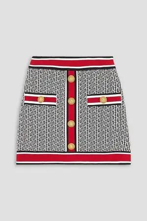 Balmain Button-embellished Jacquard-knit Mini Skirt