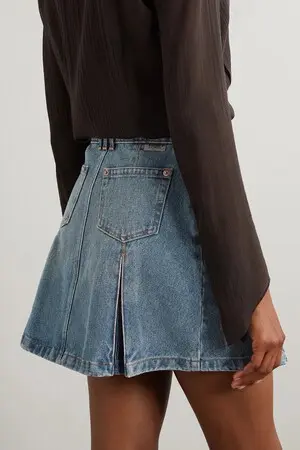 Balmain Pleated Denim Mini Skirt