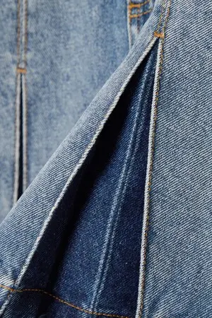 Balmain Pleated Denim Mini Skirt