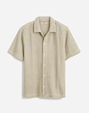 Madewell Textured-Knit Short-Sleeve Shirt Earthen Green