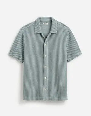Madewell Textured-Knit Short-Sleeve Shirt Glassware Blue