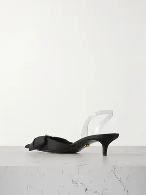 Versace Medusa Bow Embellished Slingback Pumps - Black