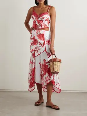 Charo Ruiz Ibiza Peisy Cropped Floral-print Bustier Top