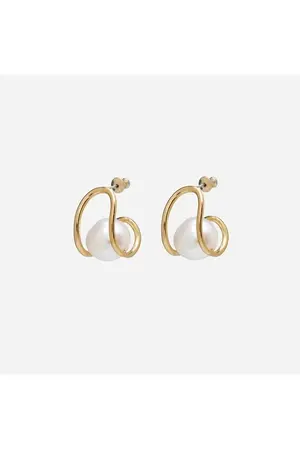 Lady Grey LADY GREY Pearl Swerve Earrings Gold
