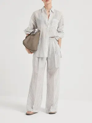 Brunello Cucinelli Cotton And Silk Loose Track Trousers