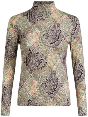 Etro Patchwork-print Wool Jersey Top