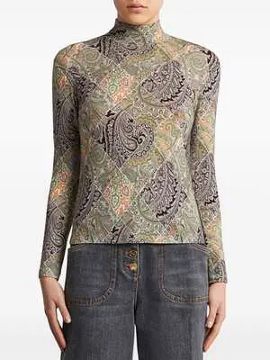 Etro Patchwork-print Wool Jersey Top
