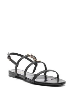 Saint Laurent Cassandra Flat Sandals - Black