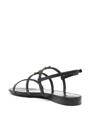 Saint Laurent Cassandra Flat Sandals - Black