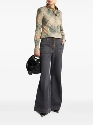 Etro Patchwork-print Poplin Shirt - Neutrals