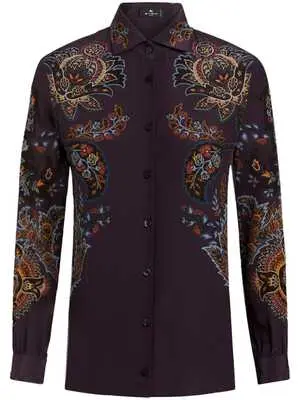 Etro Paisley-print Silk Shirt - Purple