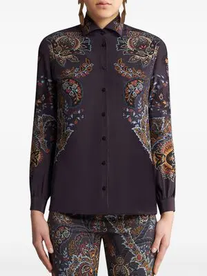 Etro Paisley-print Silk Shirt - Purple