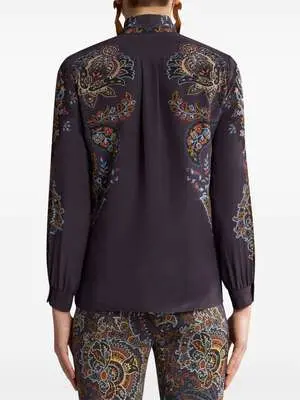 Etro Paisley-print Silk Shirt - Purple