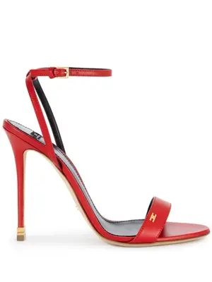 Elisabetta Franchi Toile Nappa Leather Sandals - Red