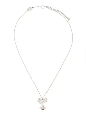VIVIENNE WESTWOOD Octavie Pendant Necklace With Cubic Zirconia Bow - Silver