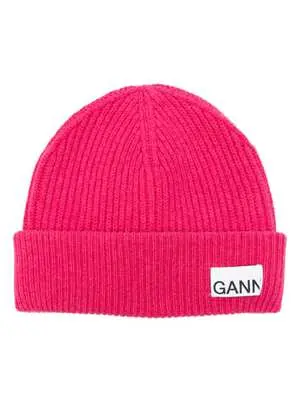 GANNI Logo-tag Knitted Beanie