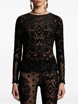 Etro Tulle And Jacquard Velvet Top