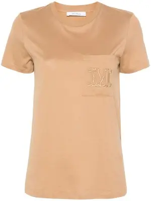 Max Mara Papaia Logo-embroidered T-shirt - Neutrals