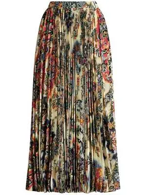 Etro Paisley-print Pleated Midi Skirt