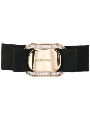FERRAGAMO Logo Plaque Bow Hair Clip - Black
