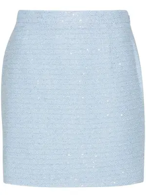 Alessandra Rich Sequin-embellished Tweed Mini Skirt - Blue