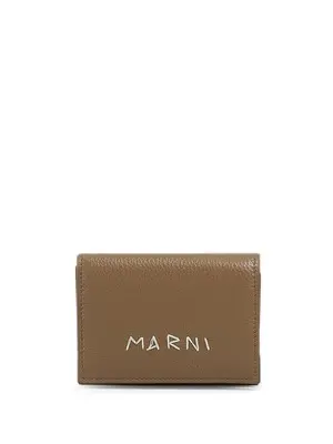 Marni Logo-embroidered Leather Wallet - Brown
