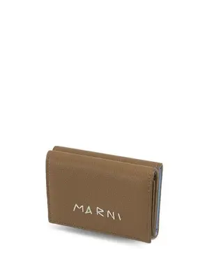 Marni Leather Trifold Wallet With Mending-embroidery - Brown