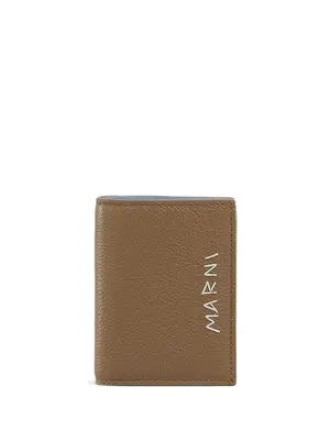 Marni Logo-embroidered Leather Wallet - Brown