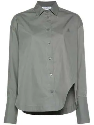 Attico Eliza Logo-embroidered Shirt - Grey