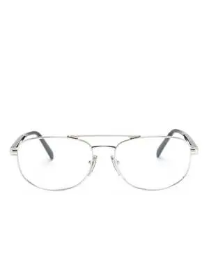 Prada Logo-print Aviator-frame Eyeglasses - Black