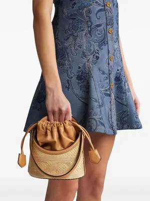 Etro Small Saturno Raffia Bucket Bag - Neutrals
