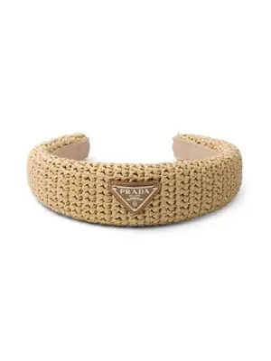 Prada Triangle-logo Crochet Headband - Neutrals