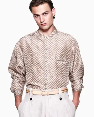 Giorgio Armani Woven Leather Belt - Beige