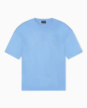 Giorgio Armani Cotton Interlock Crew-neck T-shirt - Light Blue