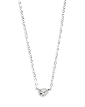Ettika Pave Polished Pebble Pendant Necklace - Silver