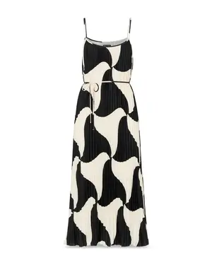 Whistles Triangle Swirl Pleated Midi Dress