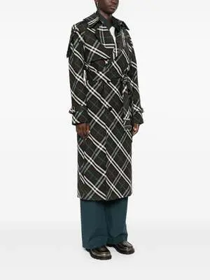 Burberry Long Check Cotton-blend Trench Coat
