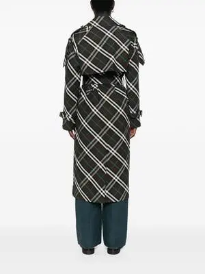 Burberry Long Check Cotton-blend Trench Coat