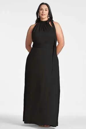 Sachin & Babi Kayla Tie-neck Georgette Gown - Black