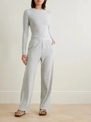 SKIMS Boyfriend Stretch-modal And Cotton-blend Jersey Track Pants