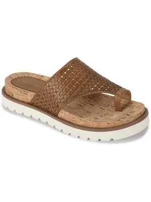 BARETRAPS Womens Patent Laser Cut Thong Sandals - Brown
