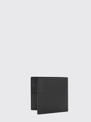 Thom Browne Bifold Wallet In Grained Leather With 4-bar Detail And Interior Slots - Black